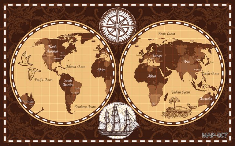 วอลเปเปอร์ติดผนัง/สติ๊กเกอร์ ภาพแผนที่โลก MAP-007